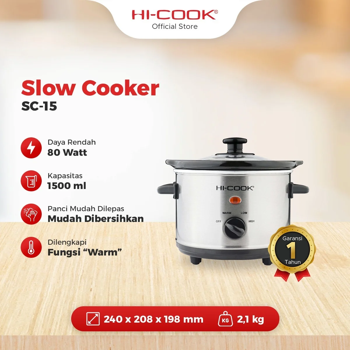 Slow Cooker Baby Safe SC-15 | Hi-Cook Official